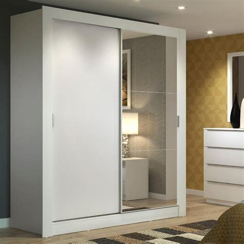 Guarda Roupa Solteiro Espelho 2 Porta De Correr 2 Gaveta Dallas