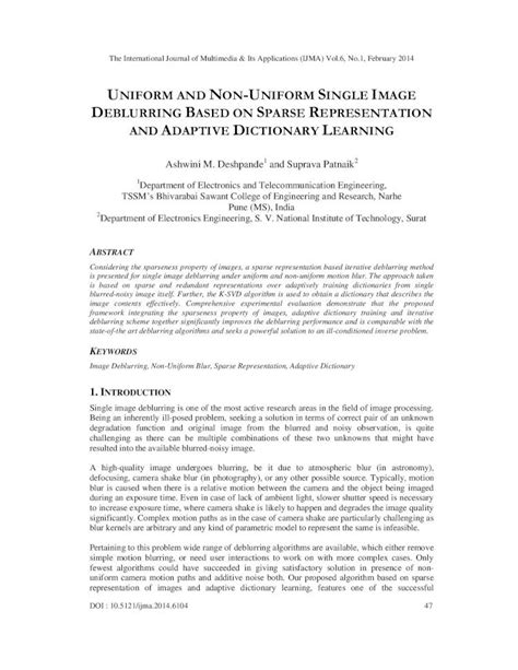 pdf uniform and non uniform single image eblurring … · a direct sparse decomposition