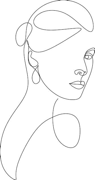 Garota abstrata rosto desenho contínuo de uma linha design de