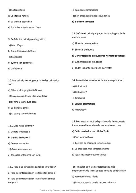 SOLUTION Preguntas Test Inmunologia Studypool