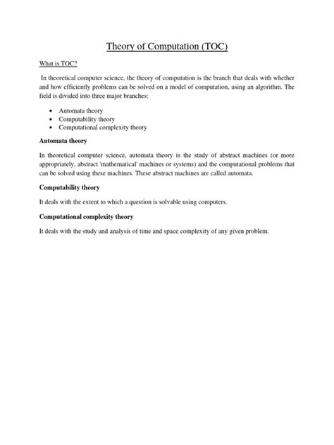 theory of computation pdf