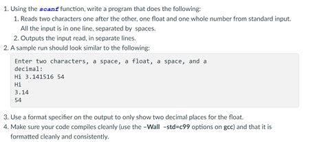 Solved Using The Scanf Function Write A Program That Chegg