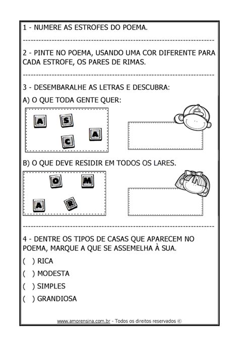 ATIVIDADES EDUCATIVAS DE ALFABETIZAÇÃO POEMA E ATIVIDADES 1º ANO
