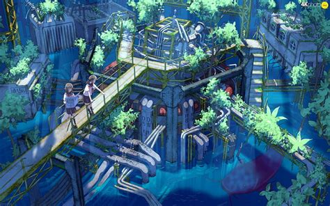 HD Wallpaper Anime Bridge Girls Wallpaper Flare