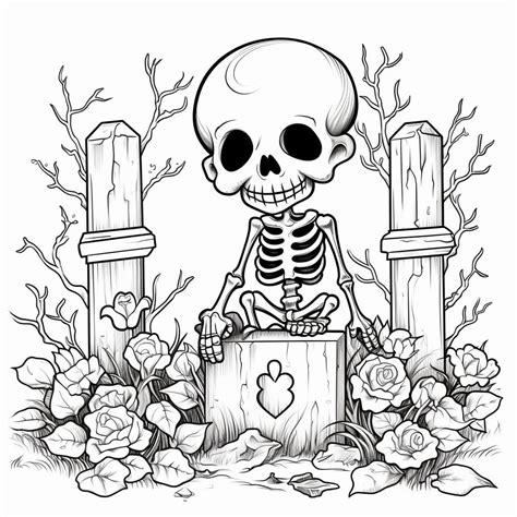 Coloriage squelette d Halloween à imprimer Francais rapide