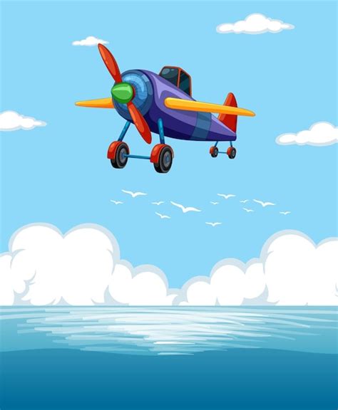 Um avião colorido voando no céu Vetor Premium