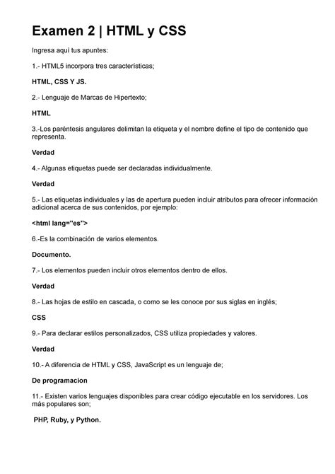 examen 2 html y css examen 2 html y css ingresa aquí tus apuntes 1 html5 incorpora tres