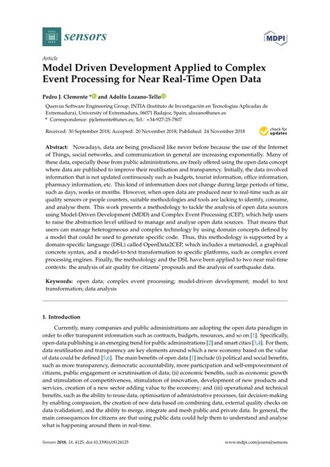pdf model driven development applied to complex event processing for near real time open data