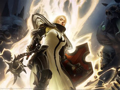 Warrior Crusaders Video Games Skull Fantasy Girl Diablo Crusader