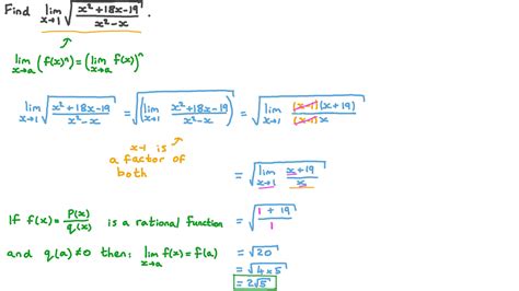 question video finding the limit of a composition of rational and root functions at a point nagwa