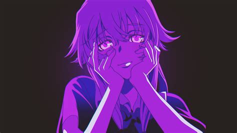 Purple Haired Anime Character Mirai Nikki Gasai Yuno HD Wallpaper