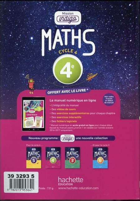 Mission indigo mathématiques cycle 4 4ème livre de l élève