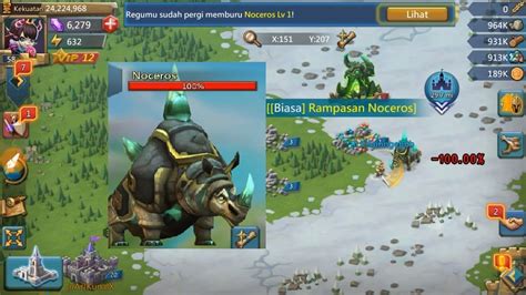 LORDS MOBILE KOMBINASI HERO BERBURUAN MONSTER NOCEROS YouTube