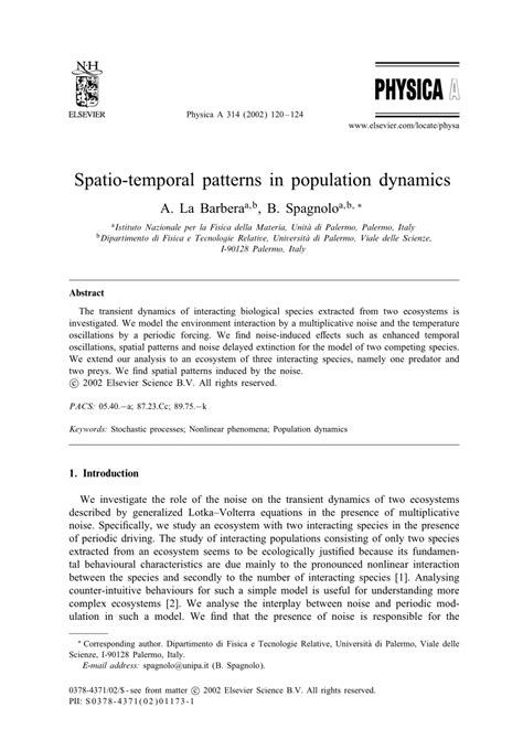 pdf spatio temporal patterns in population dynamics