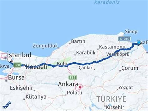 Samsun Bafra Kartal Stanbul Aras Ka Km Yol Tarifi
