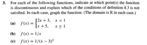 solved for each of the following functions indicate at