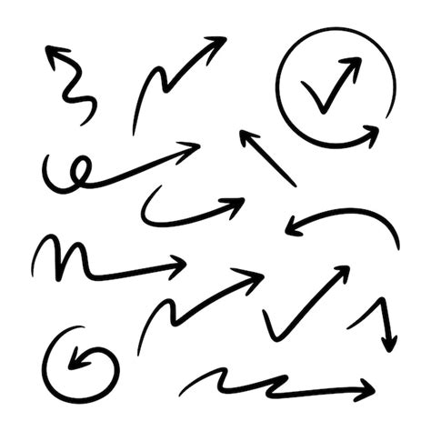 Conjunto De Setas Desenhadas M O Doodle Ilustra O Vetorial Eps