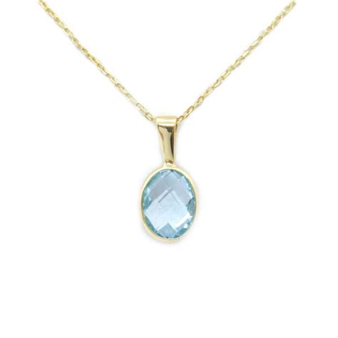 Cadena Oro Kilates Con Colgante Topacio Oval Revello