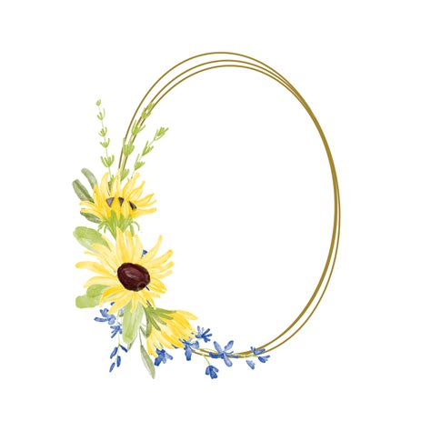 Sunflower Wedding Invitation PNG Transparent Watercolor Flower Frames