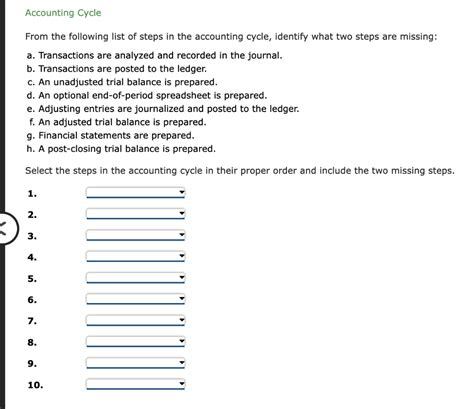 Solved Accounting Cycle From The Following List Of Steps In Chegg