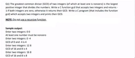 solved q1 the greatest common divisor gcd of two integers