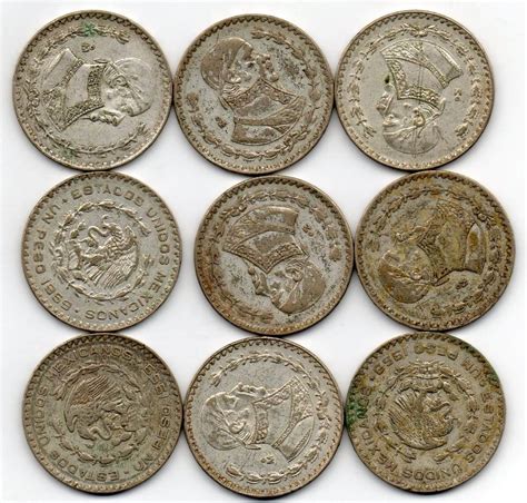 Nueve Monedas De Un Peso Morelos Plata Ley En Mercado
