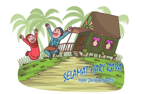 Selamat Hari Raya Meaning Eid Mubarak Celebration Vector Art At