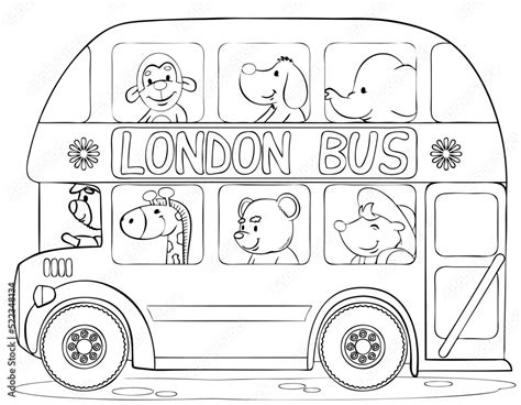 Cartoon London Bus For Coloring Page Stock Vector Adobe Stock