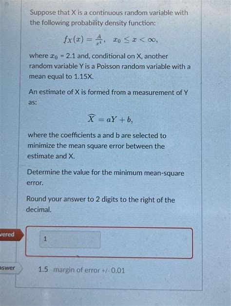 solved suppose that x is a continuous random variable with