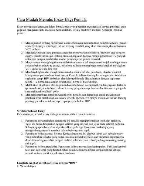 Contoh Penulisan Essay Yang Baik Dan Benar Berbagai Contoh