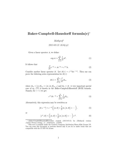 baker campbell hausdorff formula pdf