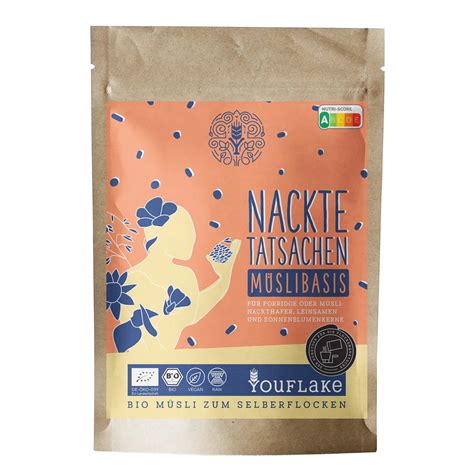 YouFlake Nackte Tatsachen Müsli Basis BIO RAW 500 g M Nackthafer