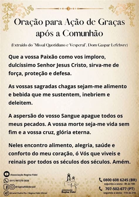 Reze conosco Oração para Ação de Graças após a Comunhão