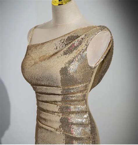 Scintillantes Doré Paillettes Robe De Soirée 2023 Trompette Sirène
