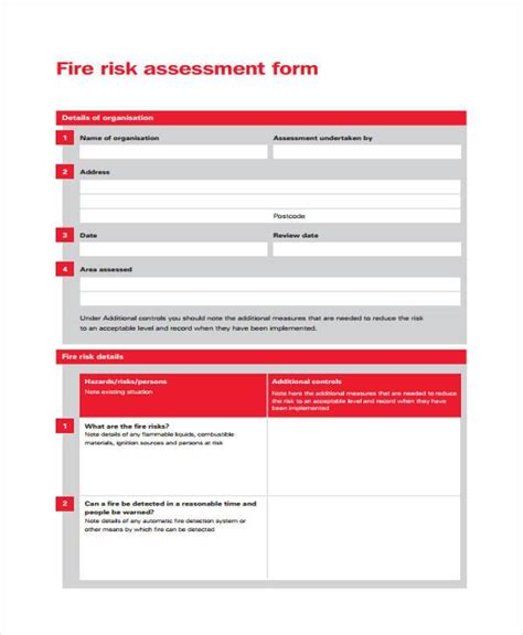 Free Fire Risk Assessment Forms In Pdf Excel