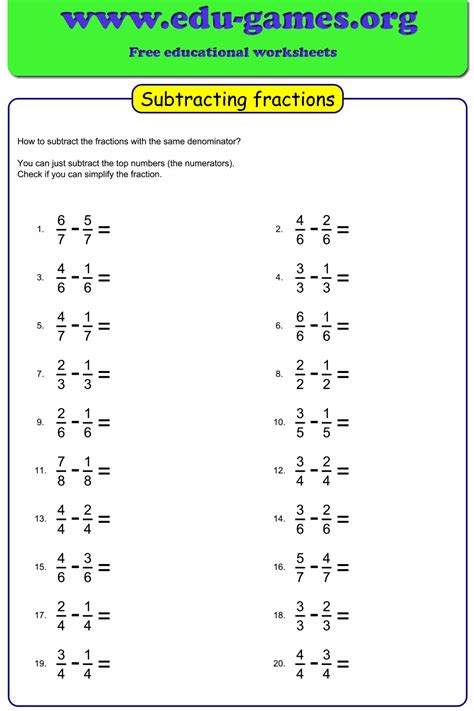 Adding Fractions With Same Denominator