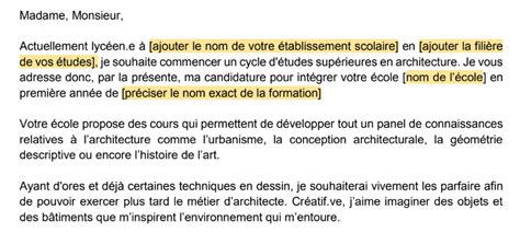 Lettre de motivation école architecture exemple et modèle à télécharger