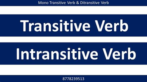 Transitive Verb Intransitive Verb Mono Transitive Verb Di