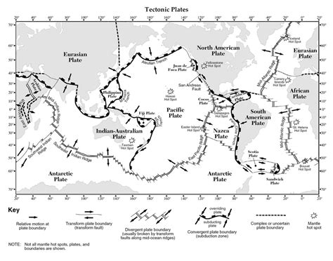 Plate Tectonics Map Black And White