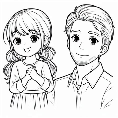 Desenhos de Imprimível Pai e Filha para Colorir e Imprimir