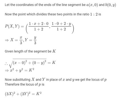 a line segment ab of length 2 moves with its ends on the axes the locus of the point p which