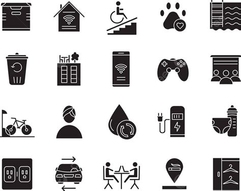 Luxury Apartment Amenities Icons Isolated Vector Illustration Luxury