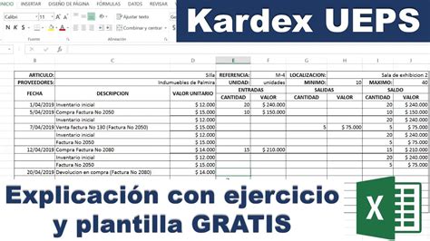 Como Hacer Un KARDEX UEPS En EXCEL Con Plantilla GRATIS Ejercicio Paso