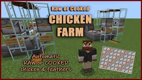 Automatic Raw Or Cooked Chicken And Feather Farm For Minecraft Java Or