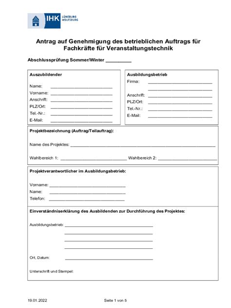Ausfüllbar Online Antrag auf Genehmigung des betrieblichen Auftrags fr