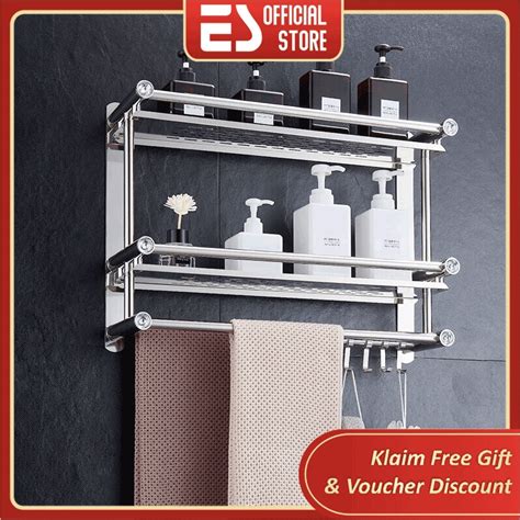 Jual ES Rak Kamar Mandi Dinding Rak Bumbu Dapur Stainless Steel Rak