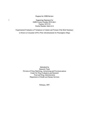 Fillable Online Fda Request For Omb Review Supporting Statement For Omb