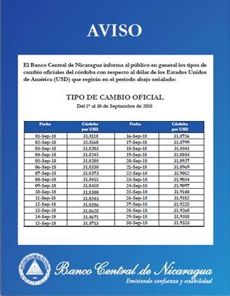BCN Publica Tipo De Cambio De Septiembre Banco Central De Nicaragua