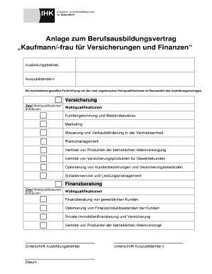 Ausfüllbar Online Anlage zum Berufsausbildungsvertrag Kaufmannfrau fr