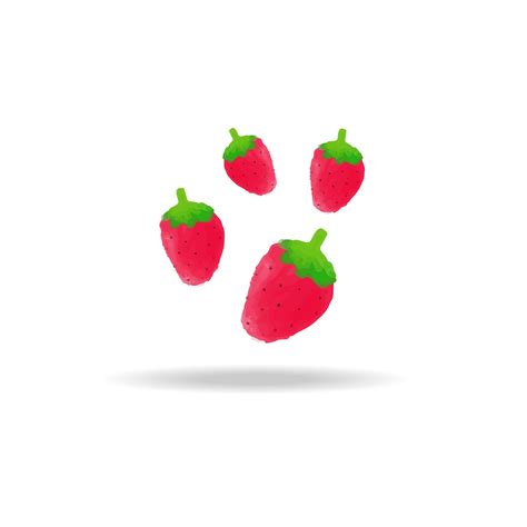 Isolated Cartoon Strawberry Vector Illustration Cute Strawberry Fruit